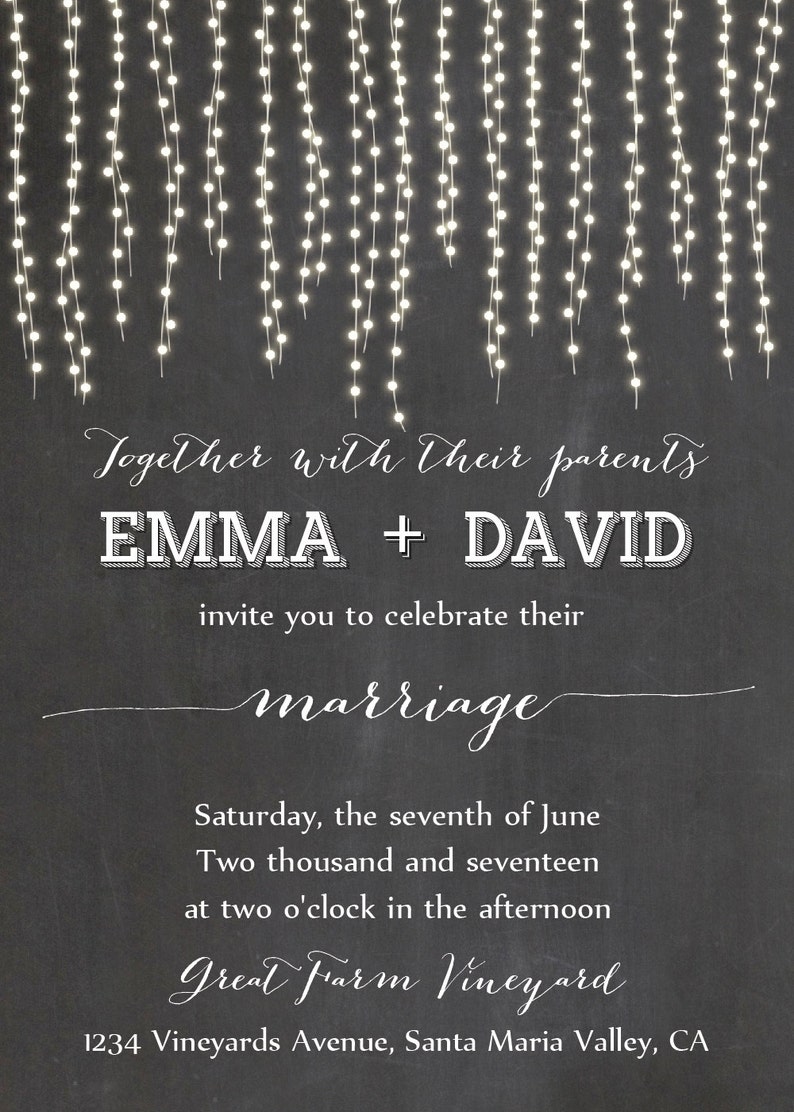 Wedding Invitation Suite. Wedding String Lights Invitation - Etsy