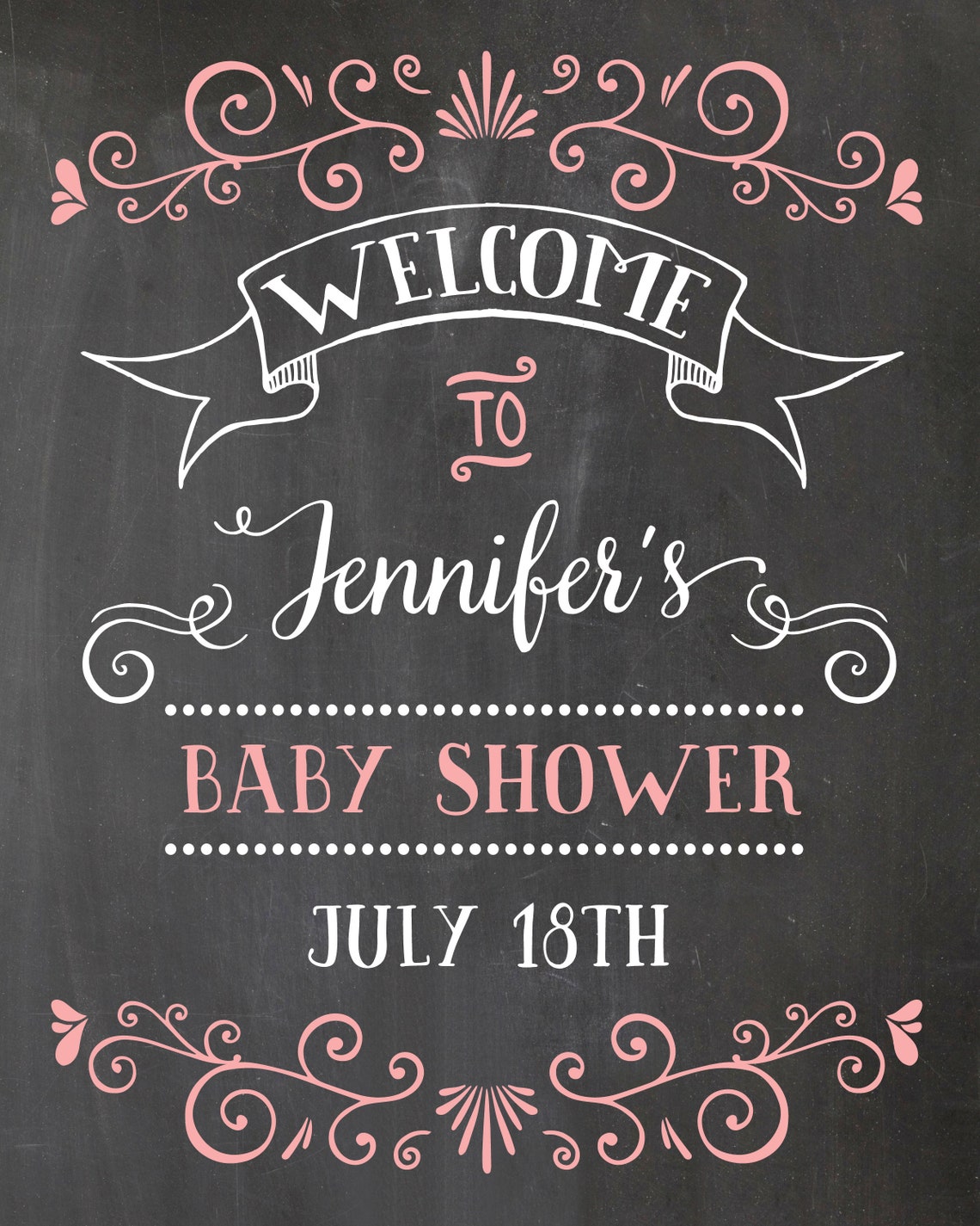 Welcome Baby Shower Sign. Chalkboard Welcome Sign. Printable - Etsy