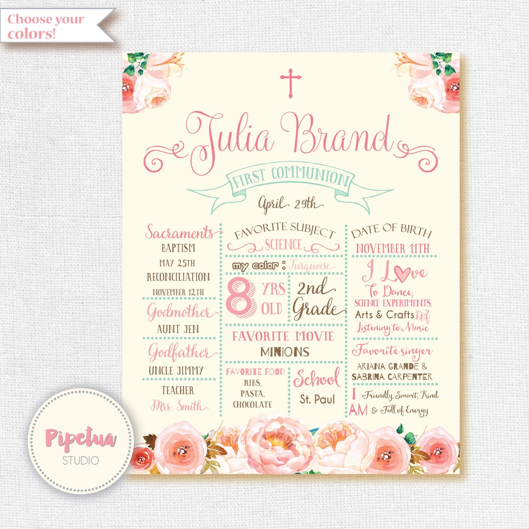 Communion Sign. Holy Communion Poster. First Holy Communion Sign ...