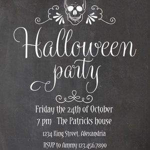 Halloween Invite, DIY, Spooky Halloween Invitation, Chalkboard ...