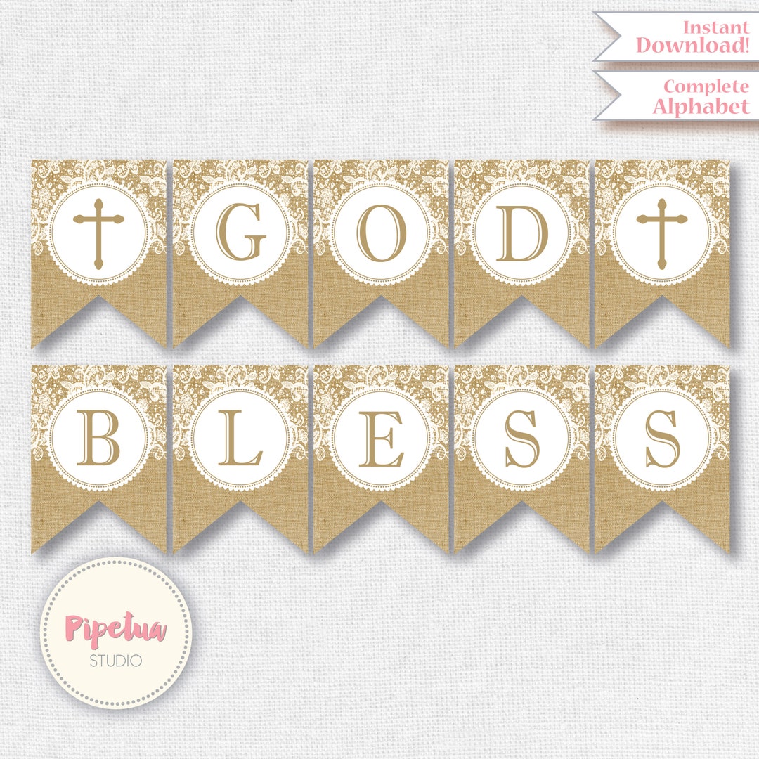 Communion Banner. Baptism Banner. God Bless Banner. Printable Burlap ...