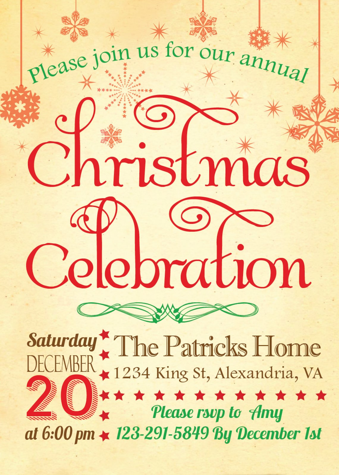 Christmas Invitation Christmas Invite Holiday Invitation - Etsy