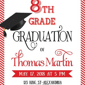 8th Grade Graduation Invite. Printable Graduation Invitation. 8th Grade ...