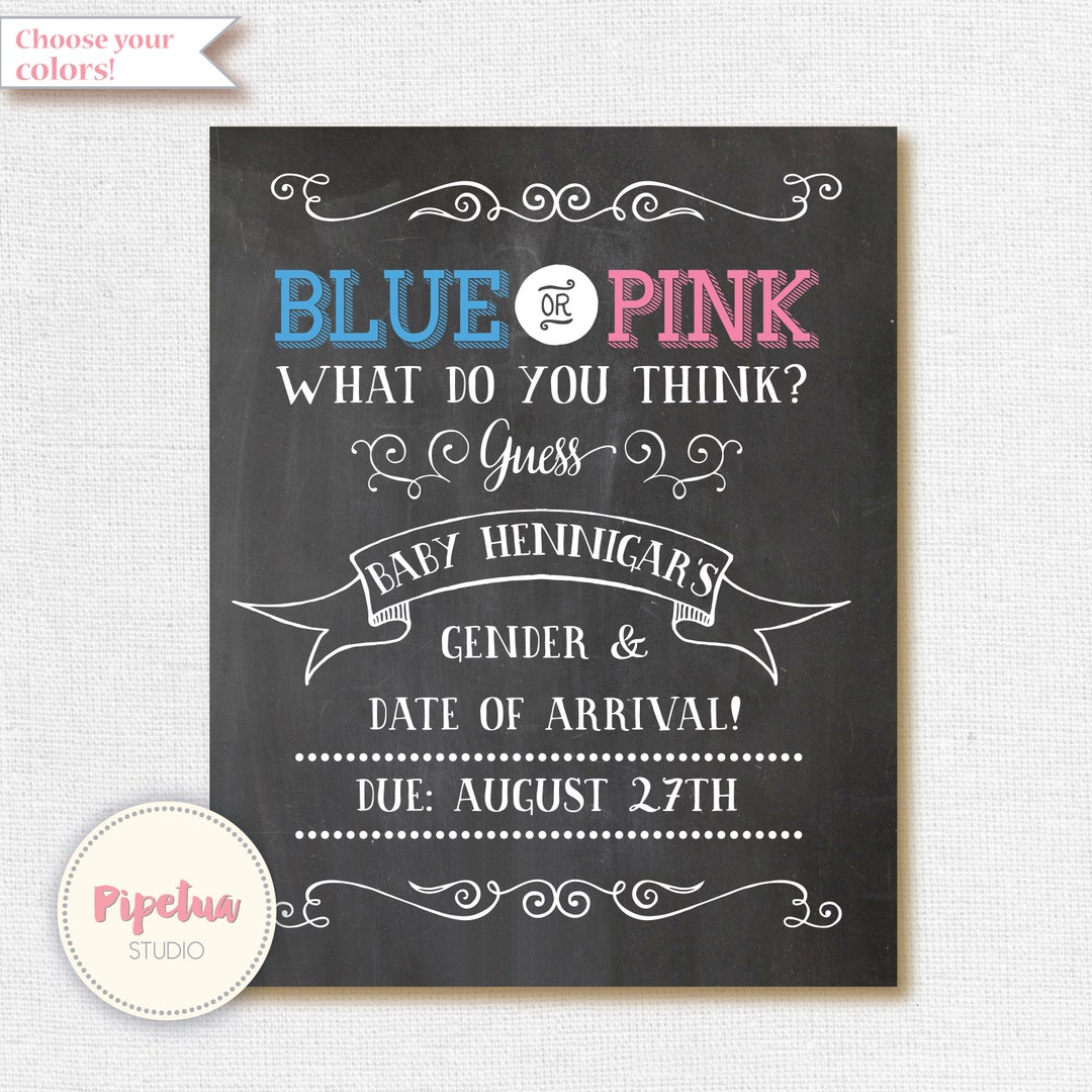 Gender Reveal Sign. Gender Guess Sign. Printable Gender Reveal Poster ...