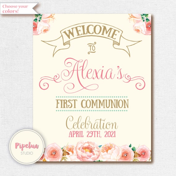 Welcome Communion Sign. Welcome First Communion Poster. First | Etsy