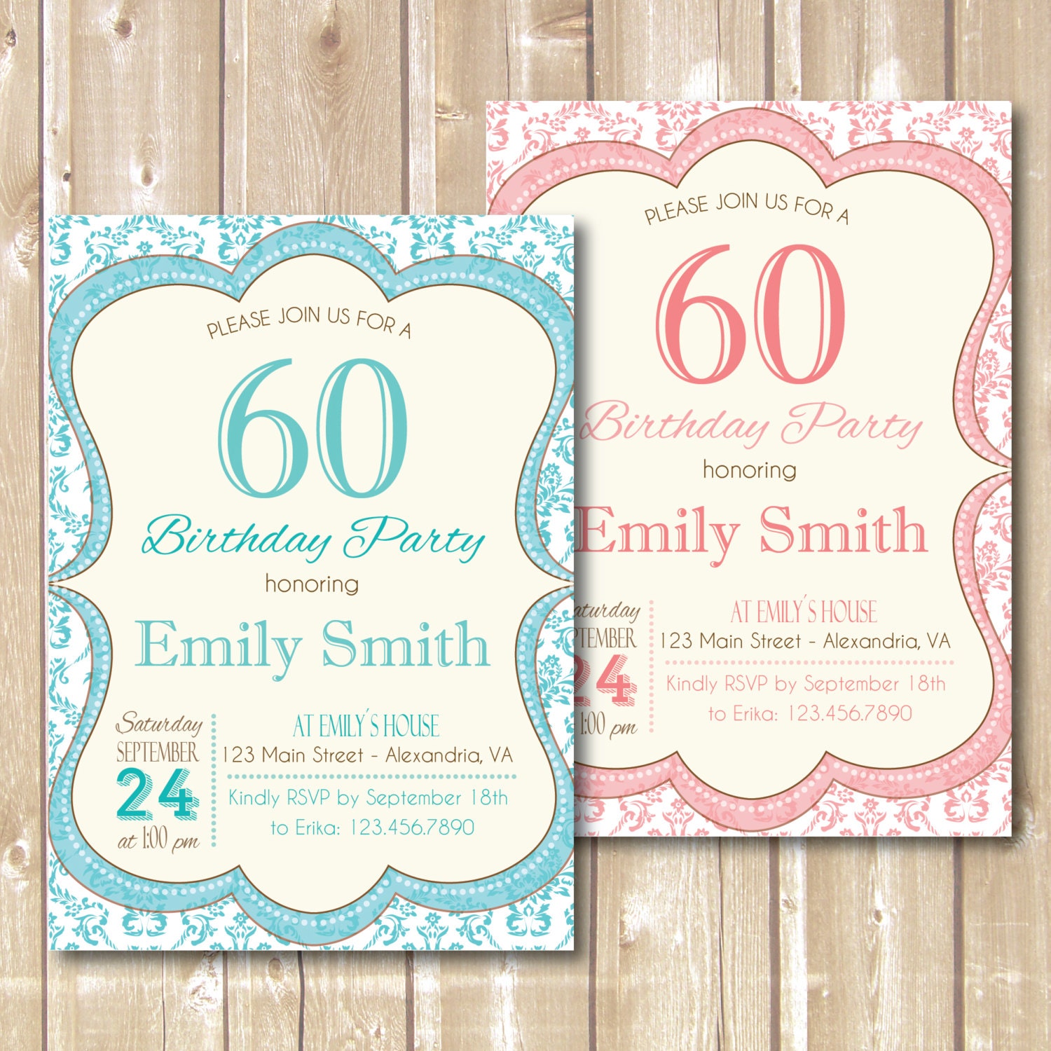 Turquoise Birthday Invitations