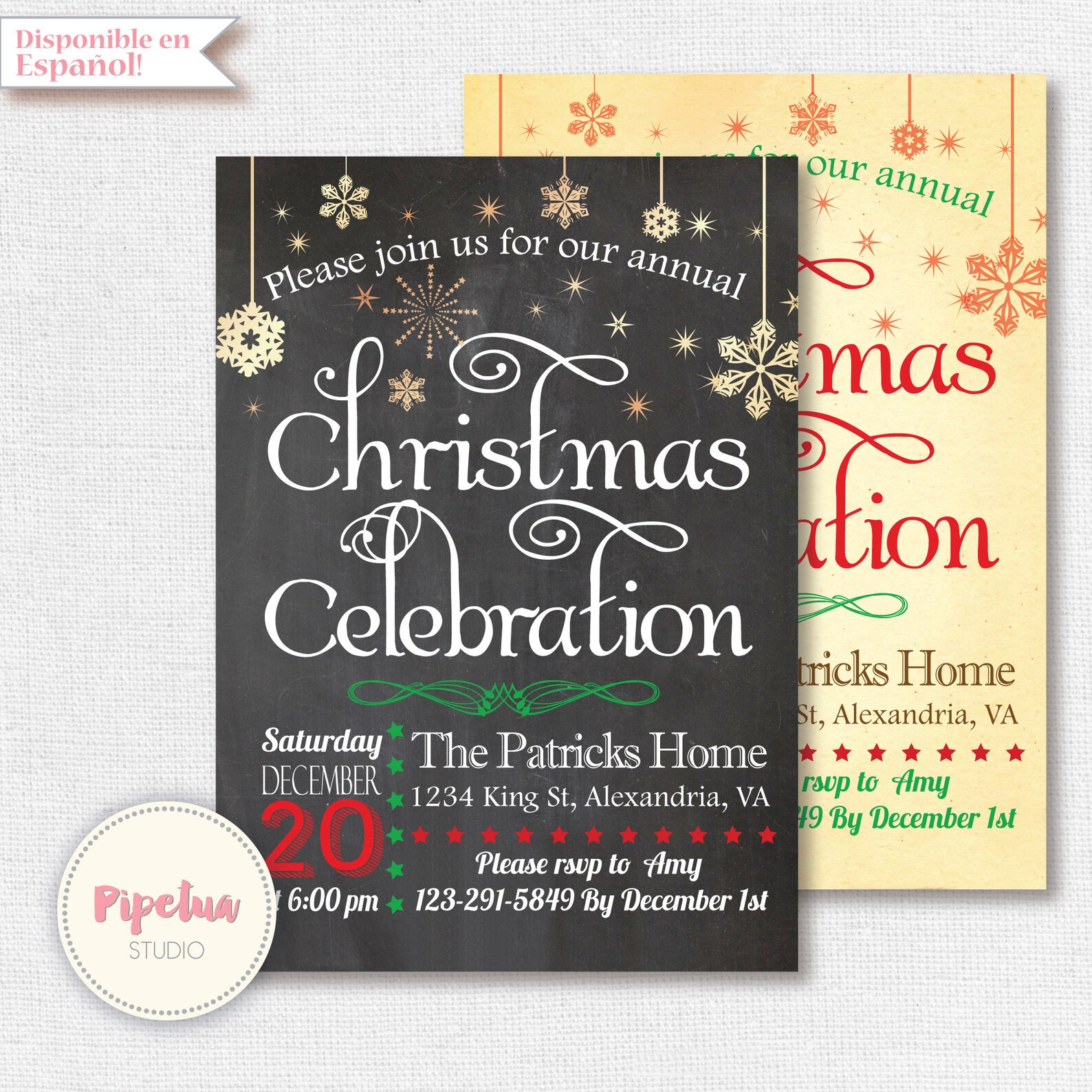 Christmas Invitation Christmas Invite Holiday Invitation - Etsy