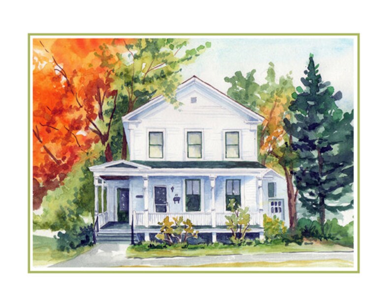 Watercolor House Portrait 8 x 10 | Etsy