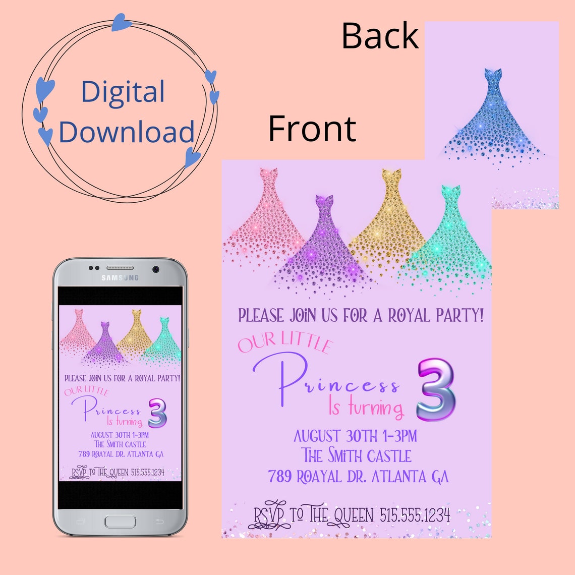 Princess Birthday Invitation Royal Birthday Invitation | Etsy