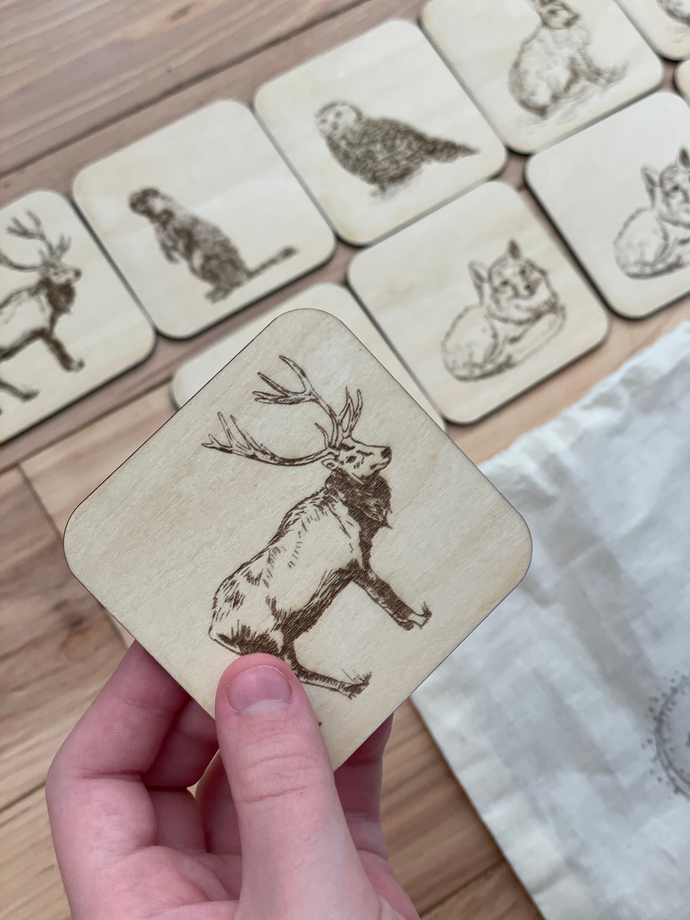 Woodland Animal Engraved Memory Matching Game/ Educational Tool/ Arctic ...