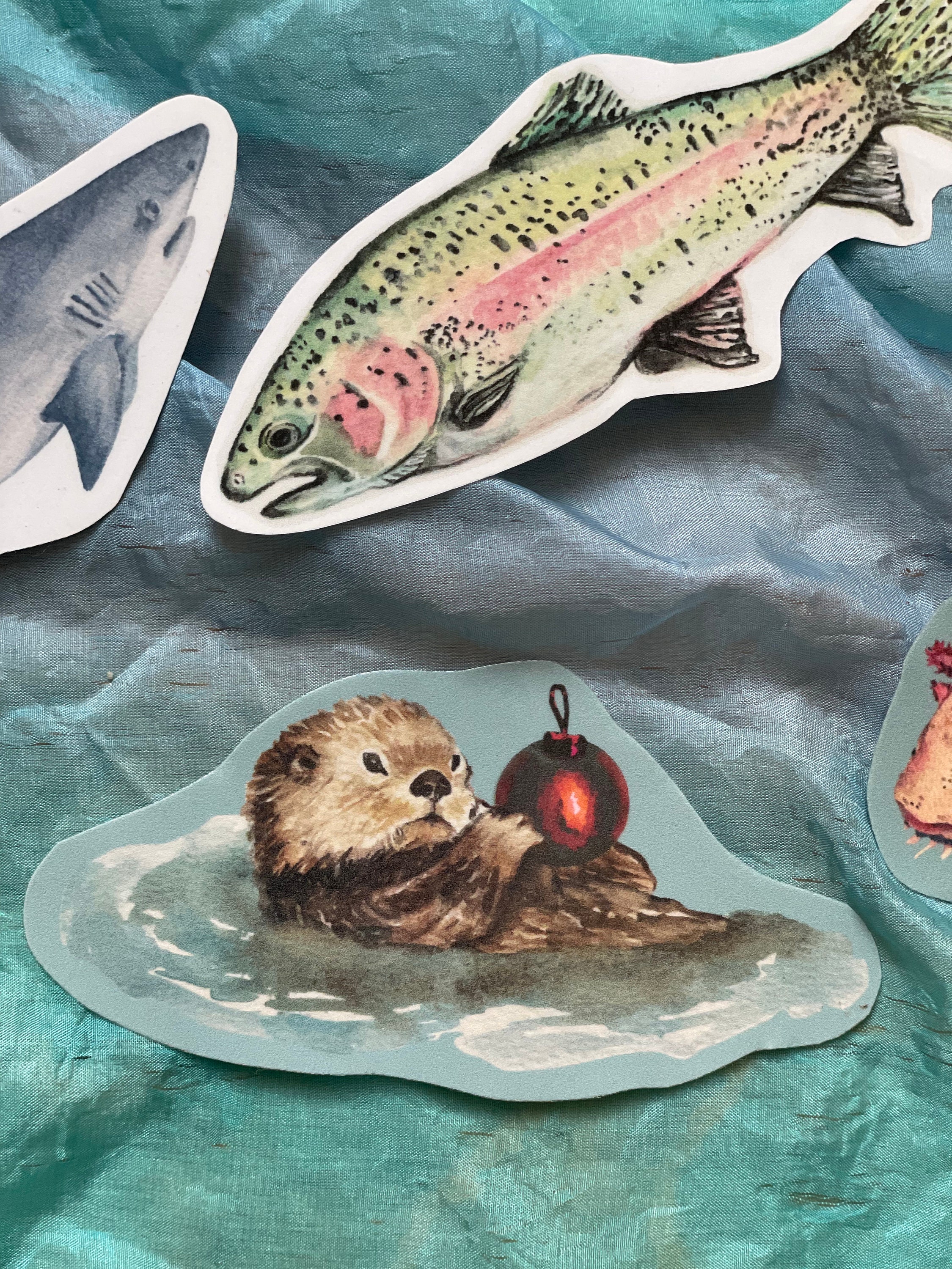 Pack of Watercolor Art Vinyl Ocean Aquatic Stickers Journaling ...