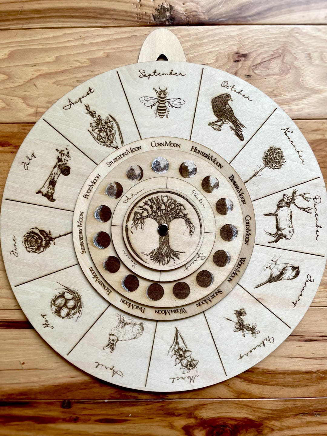Seasonal Illustrated Moon Phase Perpetual Calendar / Original Artist ...