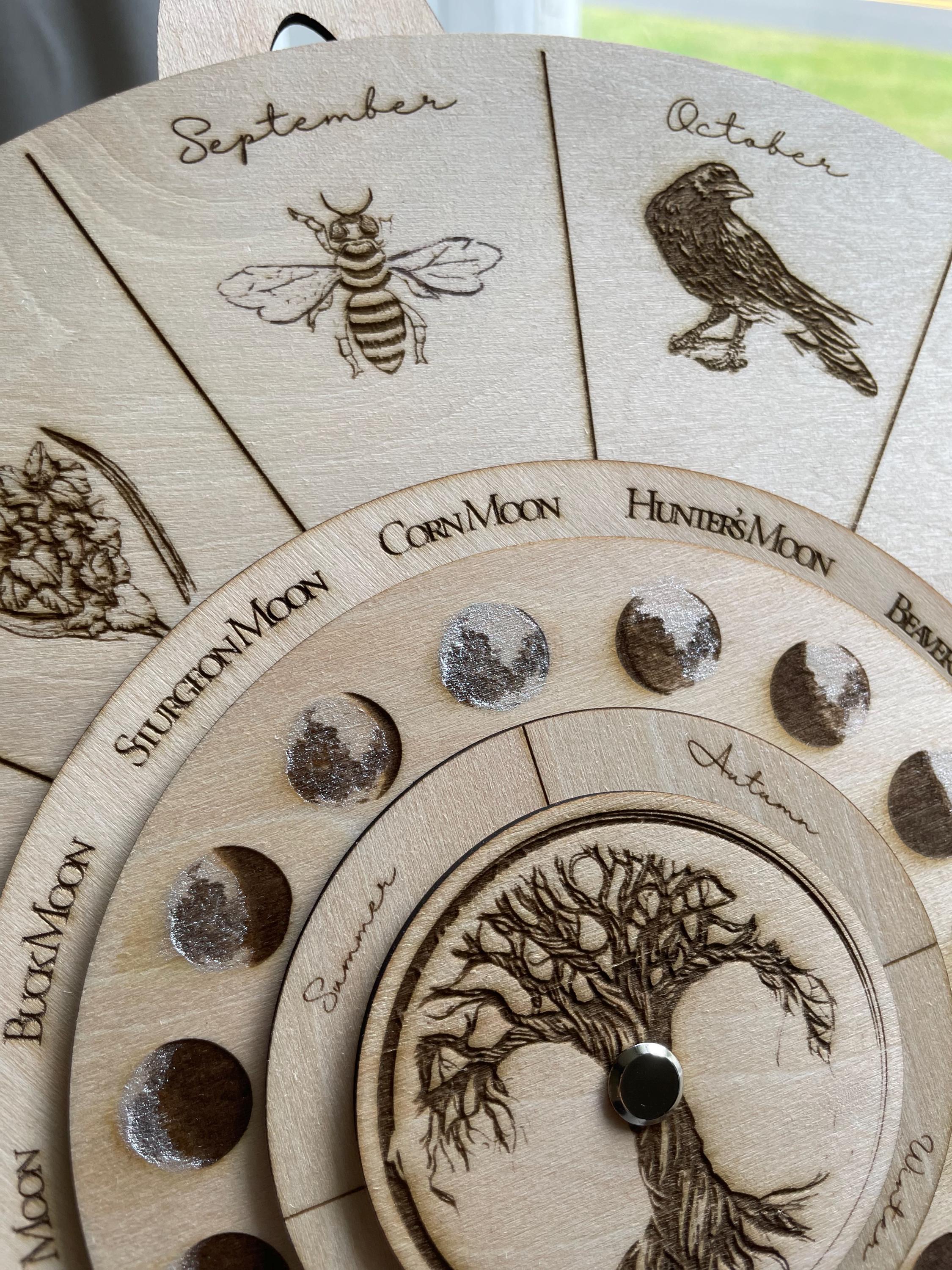 Seasonal Illustrated Moon Phase Perpetual Calendar / Original Artist ...