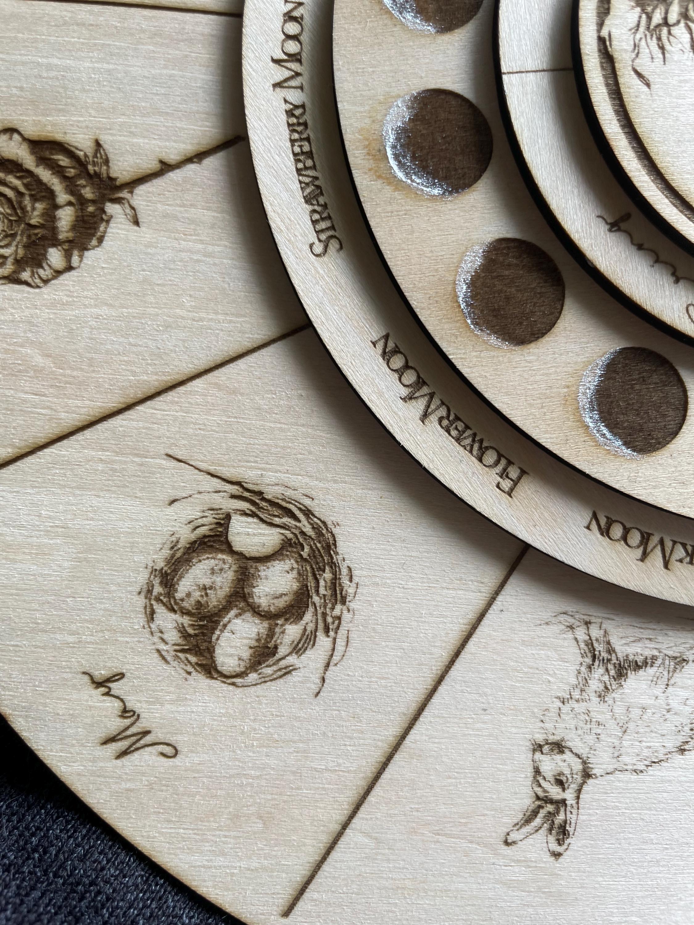 Seasonal Illustrated Moon Phase Perpetual Calendar / Original Artist ...