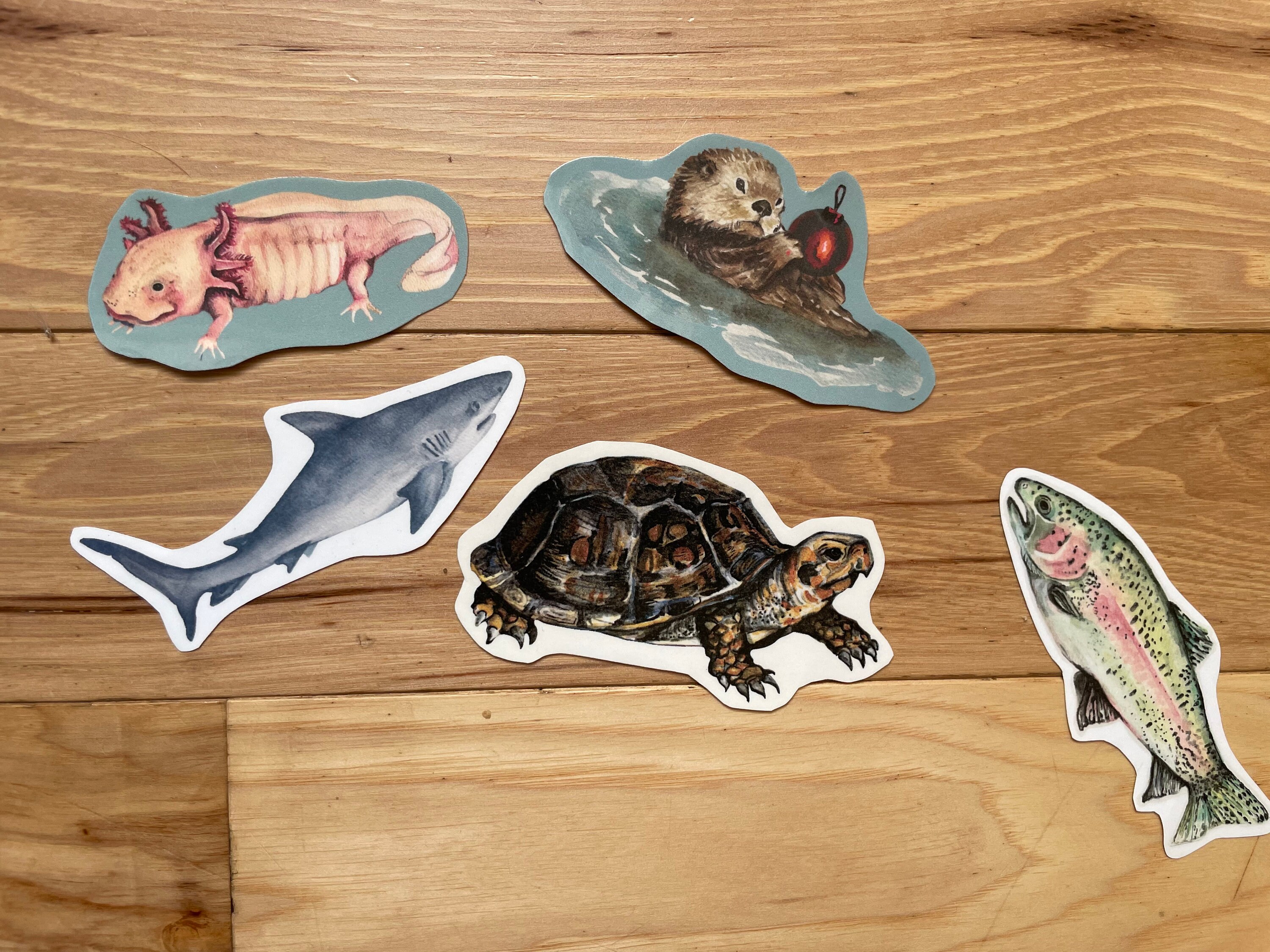 Pack of Watercolor Art Vinyl Ocean Aquatic Stickers Journaling ...