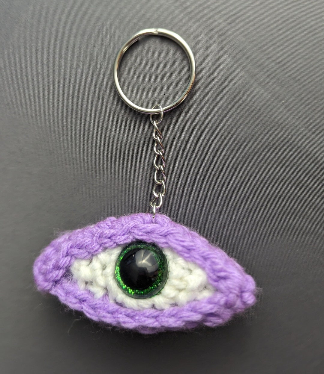 Purple Crochet Eye Keychain, Eye Keychain, Trippy Keychain, Crochet ...