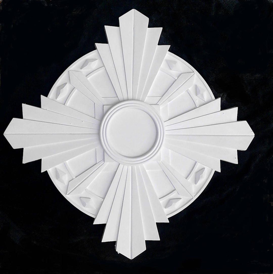 Art Deco Ceiling Rose 25"x25" Tip to Tip Fantail Design - Etsy