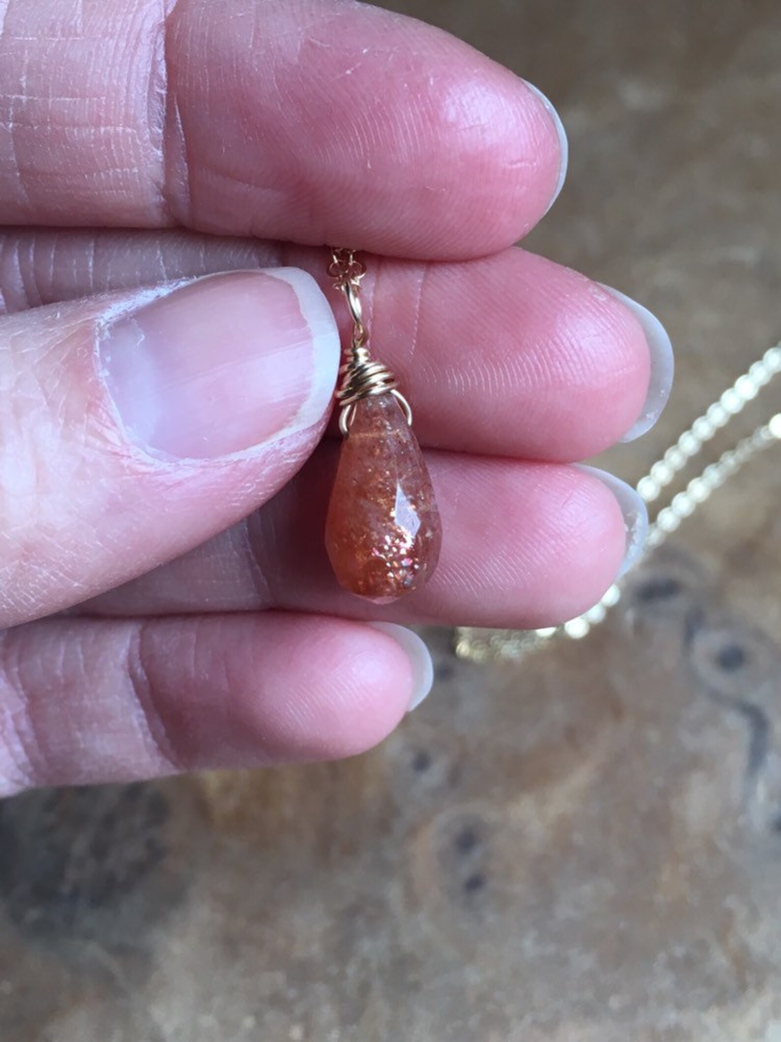 SUNSTONE DROP NECKLACE Crystal Healing Necklace Sunstone | Etsy