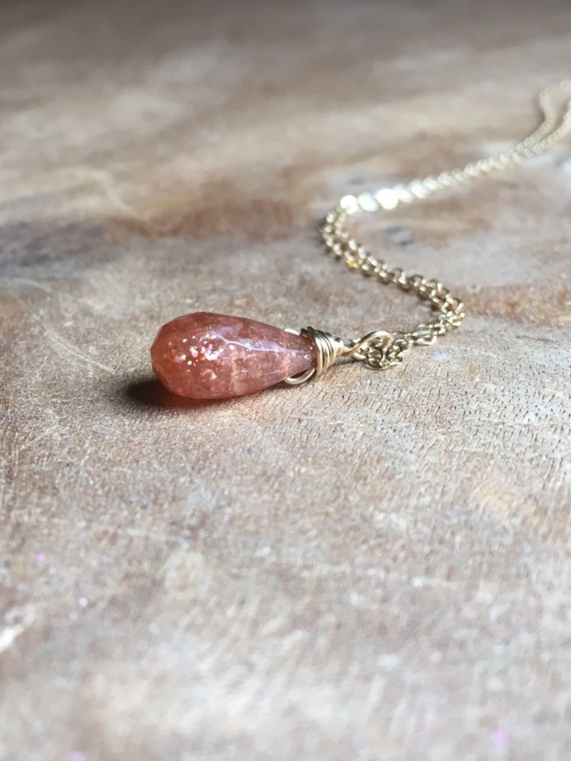 SUNSTONE DROP NECKLACE Crystal Healing Necklace Sunstone | Etsy