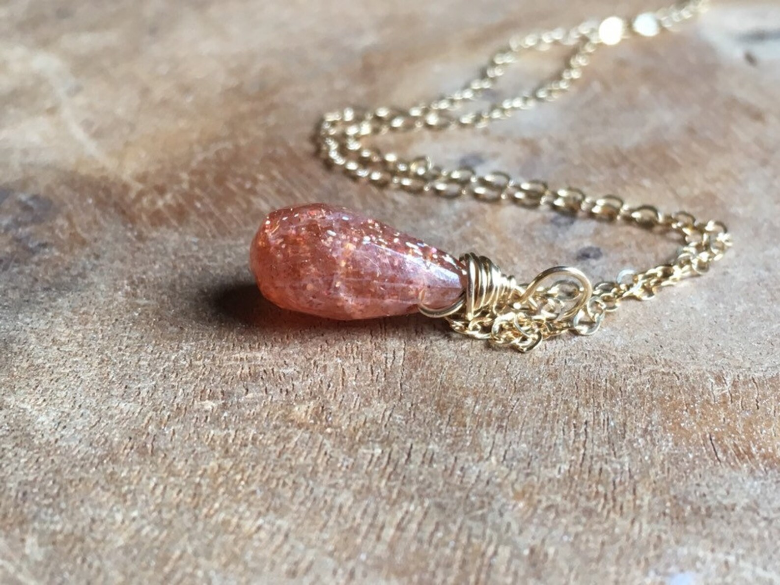 SUNSTONE DROP NECKLACE Crystal Healing Necklace Sunstone | Etsy