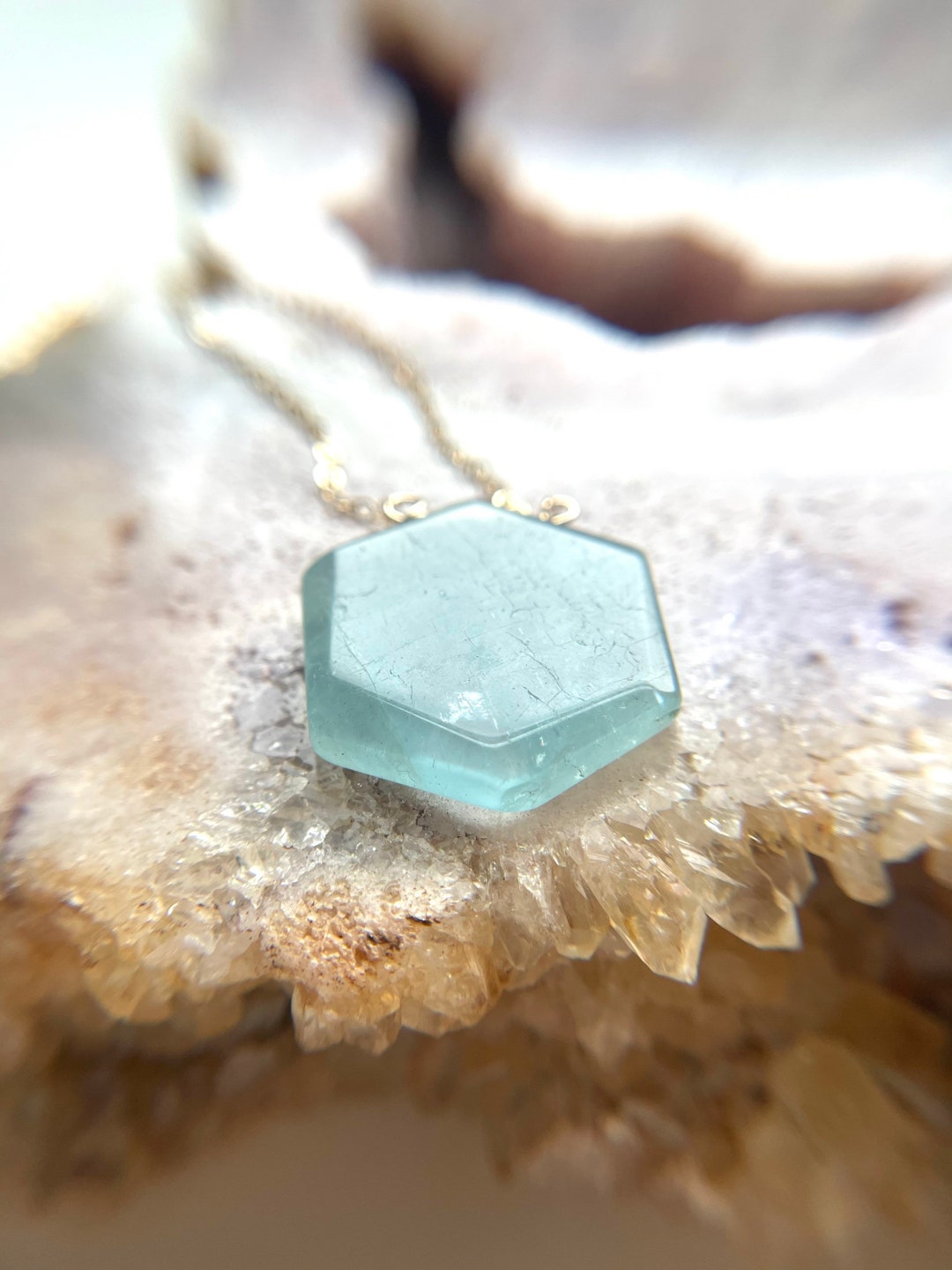 Natural Aquamarine Pendant Necklace, Aquamarine Crystal Necklace, March ...