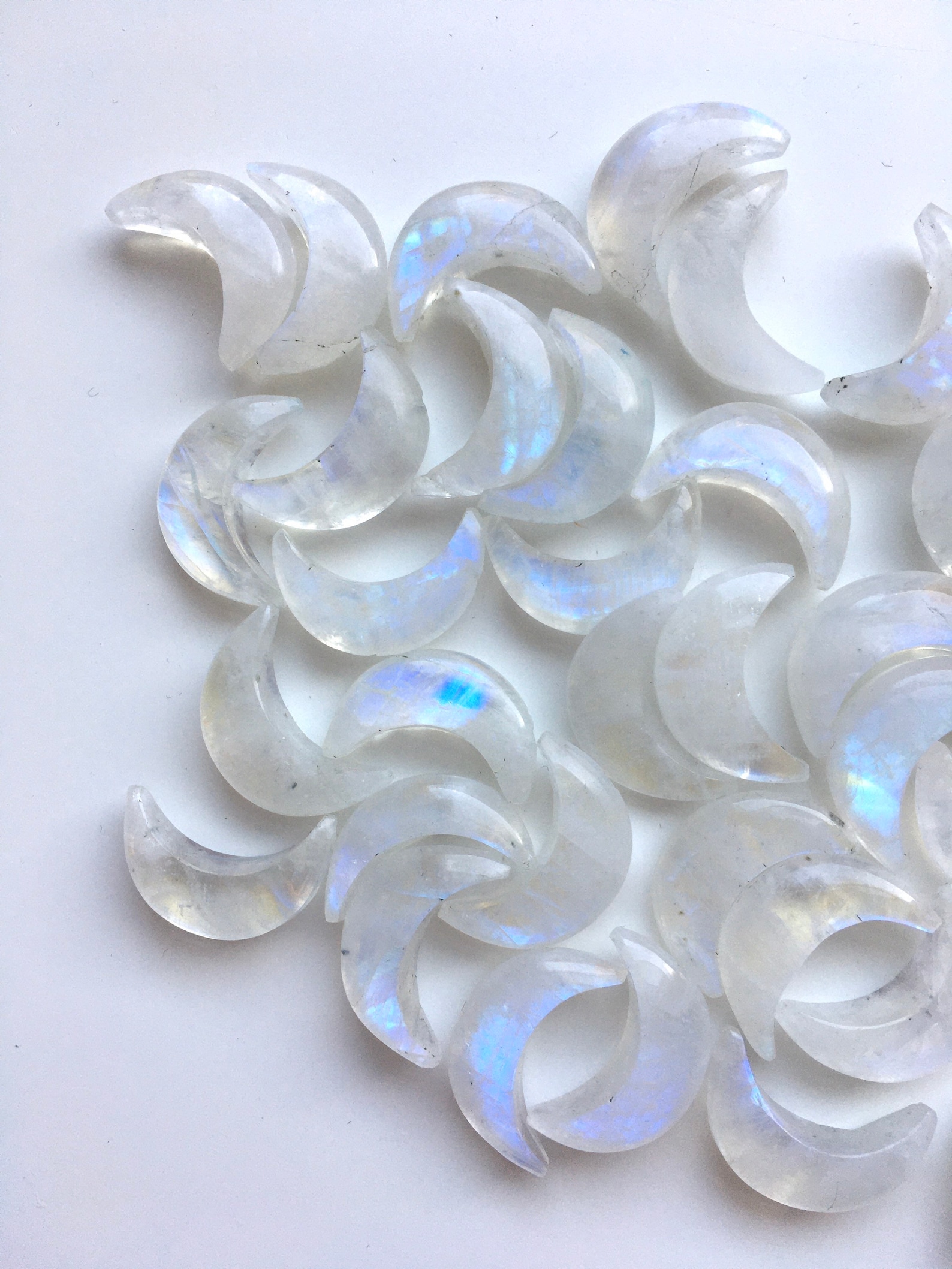 Moonstone Crescent Moon Necklace Rainbow Moonstone Jewelry | Etsy