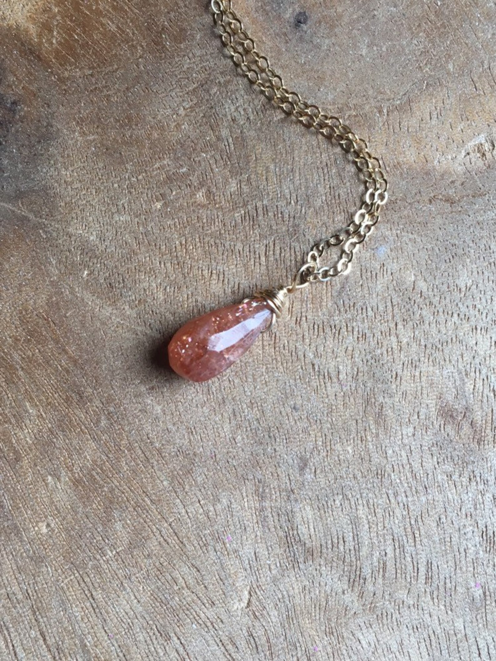 SUNSTONE DROP NECKLACE Crystal Healing Necklace Sunstone | Etsy
