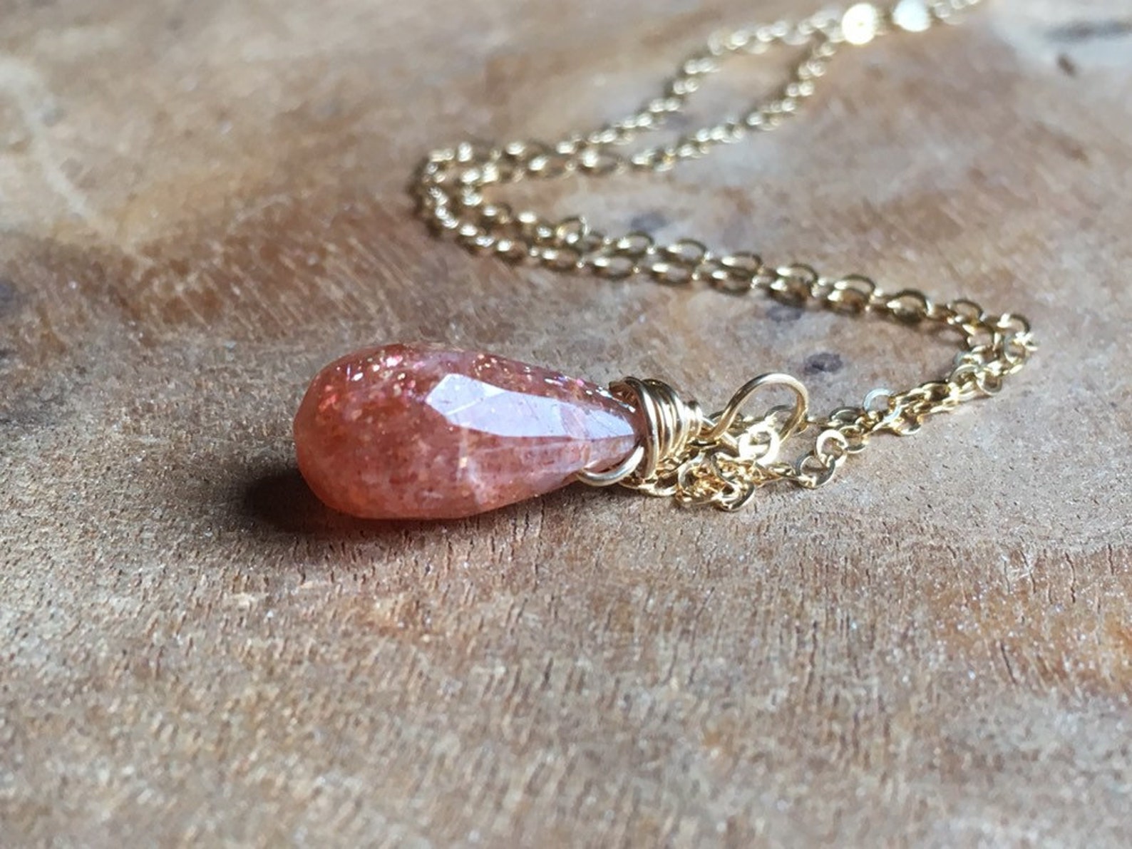 SUNSTONE DROP NECKLACE Crystal Healing Necklace Sunstone | Etsy