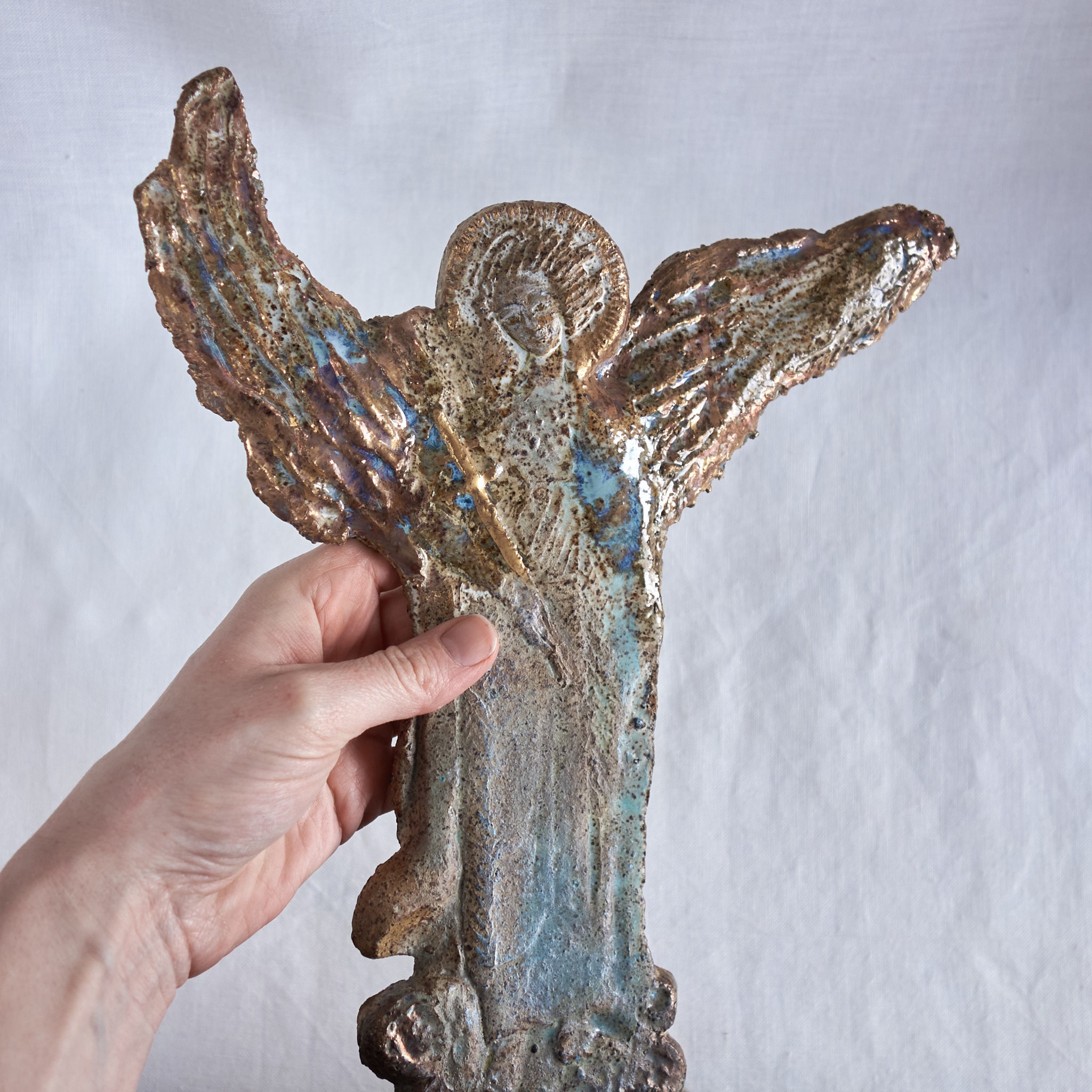 Xlarge Size Ceramic, Handmade, Gilded Angel With a Miniature Angelic ...