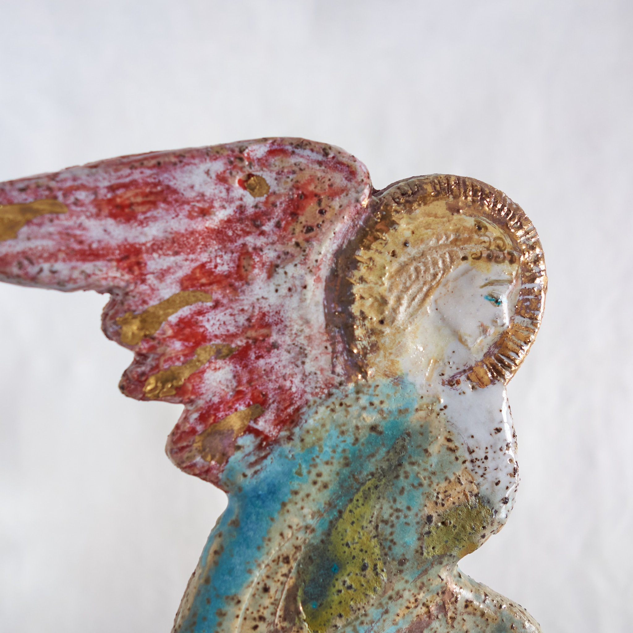 Large Size Ceramic, Handmade, Gilded Angel With a Miniature Angelic ...