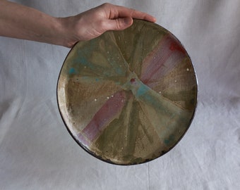 Handmade Ceramic Plates in Various Colors and Stone Structure. Big ...