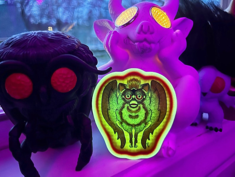 Furby Mothman "mothfurb" Glow in the Dark Sticker - Etsy