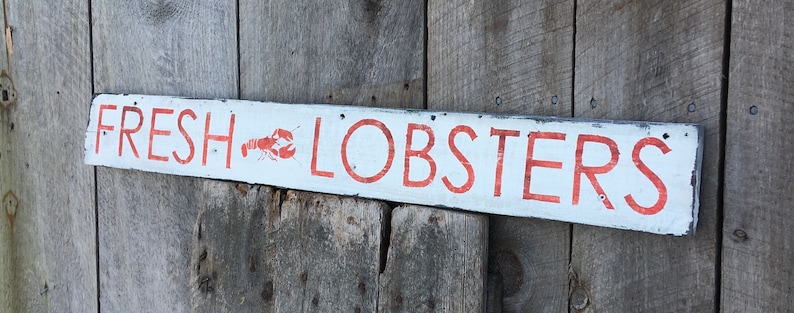 Vintage Fresh Lobster sign hand-painted unique one of a | Etsy