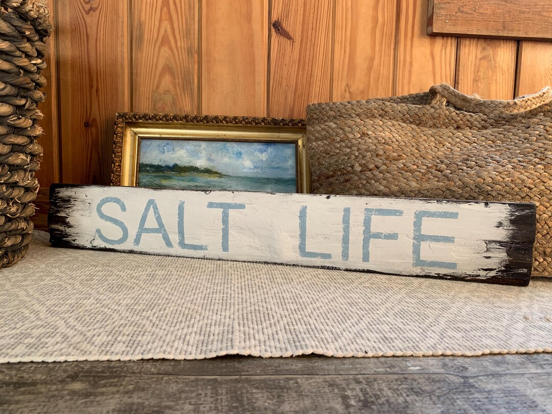 SALT LIFE Sign on Barn Wood Beach Nautical Rustic Distressed Hand ...
