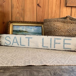 SALT LIFE Sign on Barn Wood Beach Nautical Rustic Distressed Hand ...
