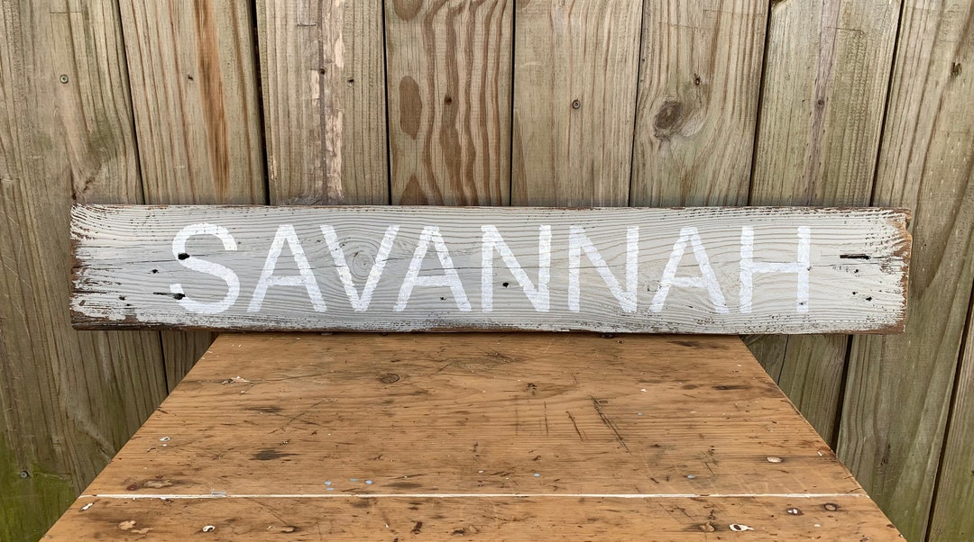 Savannah, Ga Sign on Barnwood Hand-painted Distressed Rustic 38 X 6 ...