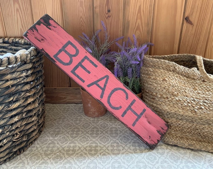 Rustic Beach Sign on Barn Wood - One of a Kind - Handmade - Distressed ...