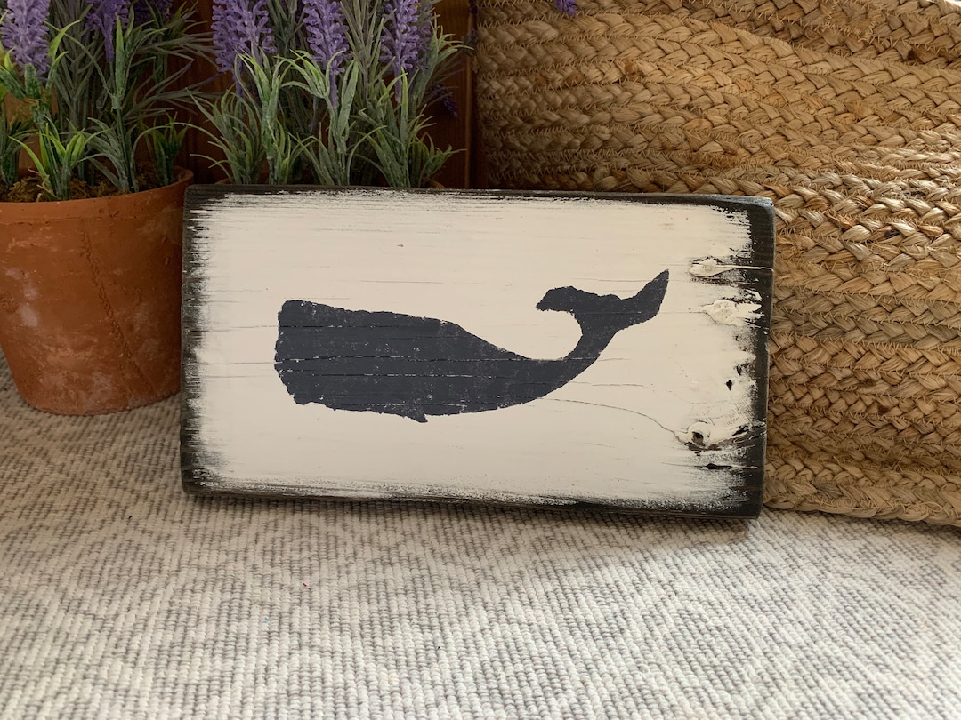 Rustic Whale Sign, Wall Art, Home Decor, Beach House Decor, Beach Decor ...