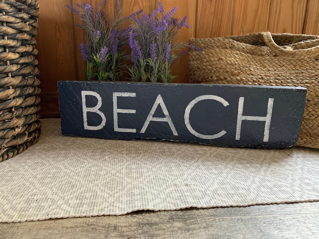 Rustic Beach Sign on Barn Wood - One of a Kind - Handmade - Distressed ...