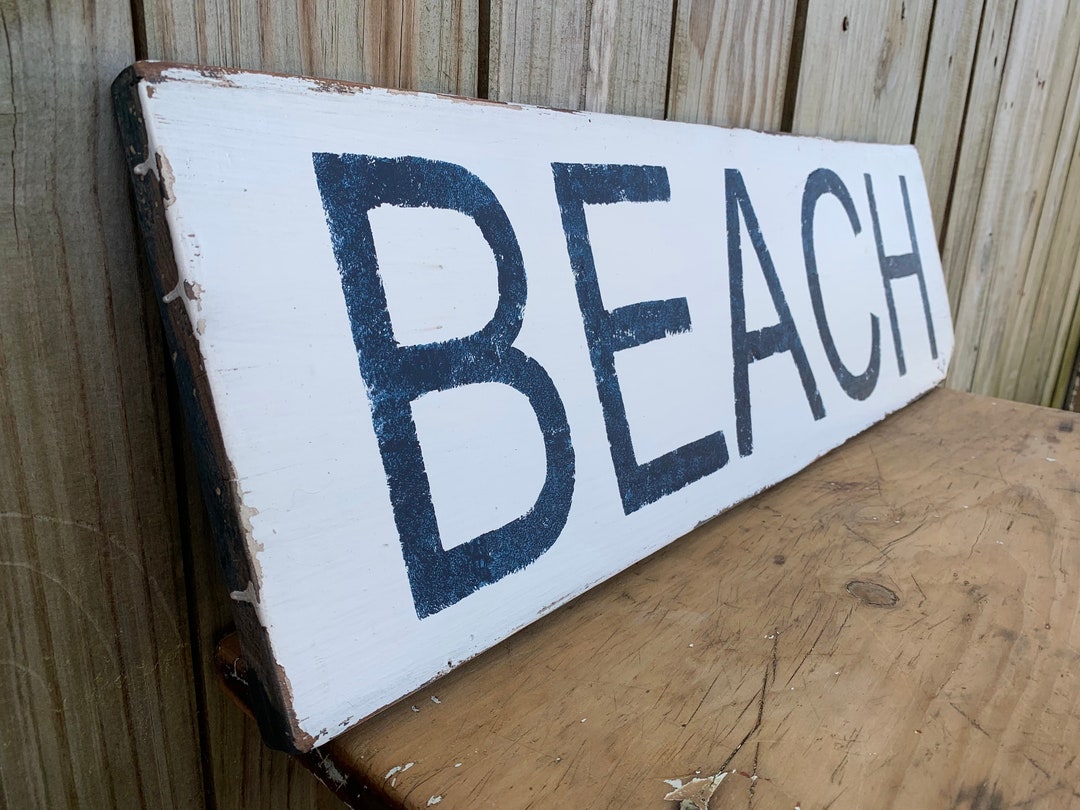 Rustic Beach Sign on Barn Wood One of a Kind Handmade Distressed 26.5 X ...