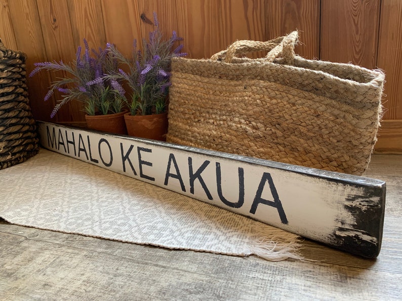 Mahalo Ke Akua Hawaiian Sign on Reclaimed Barnwood Hand-painted Rustic ...