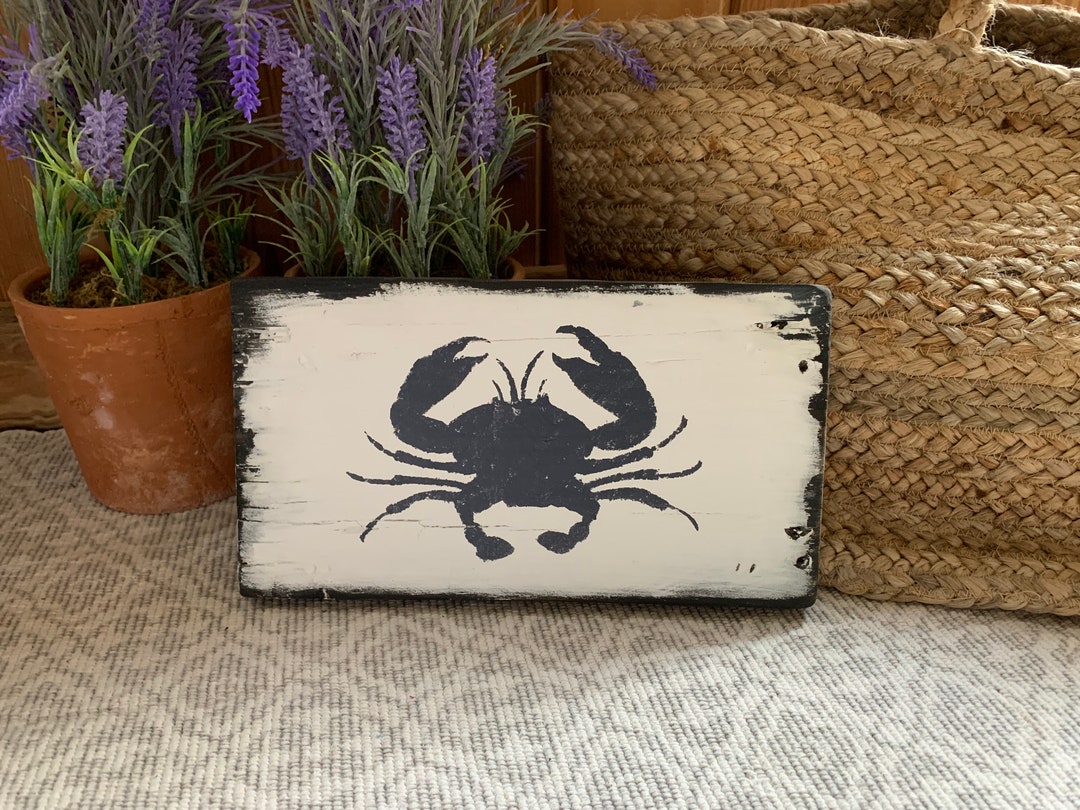 Rustic Crab Sign, Wall Art, Home Decor, Beach House Decor, Beach Decor ...