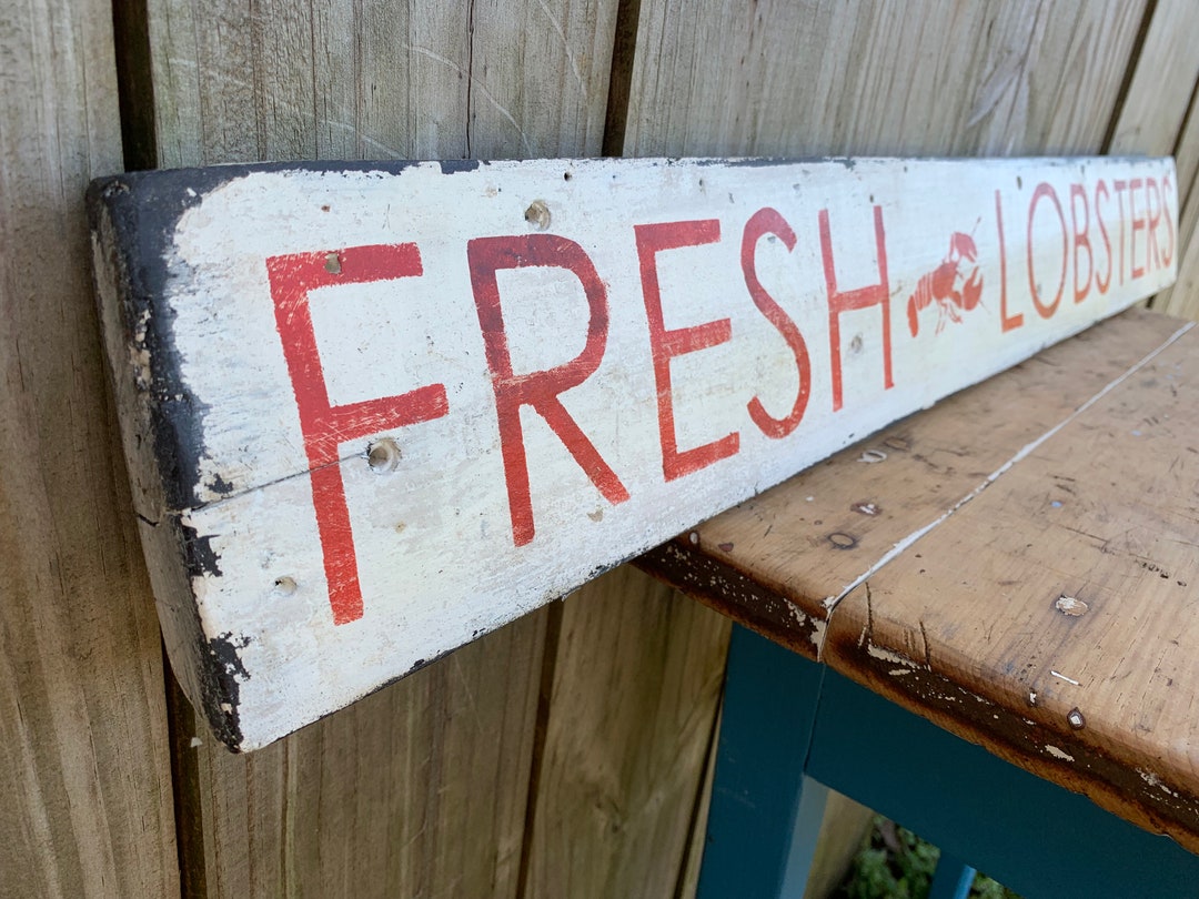 Vintage Fresh Lobster Sign Hand-painted Unique Distressed Shabby on ...