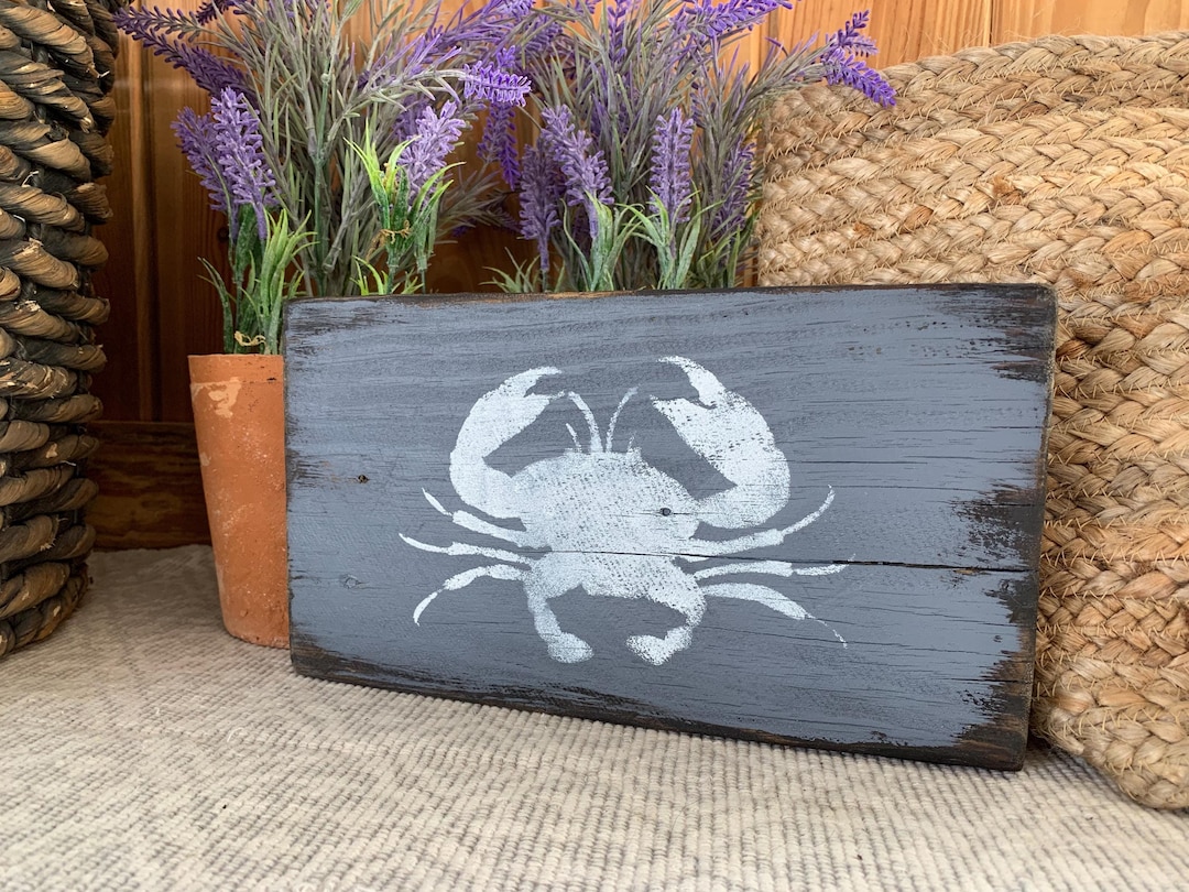 Rustic Crab Sign, Wall Art, Home Decor, Beach House Decor, Beach Decor ...