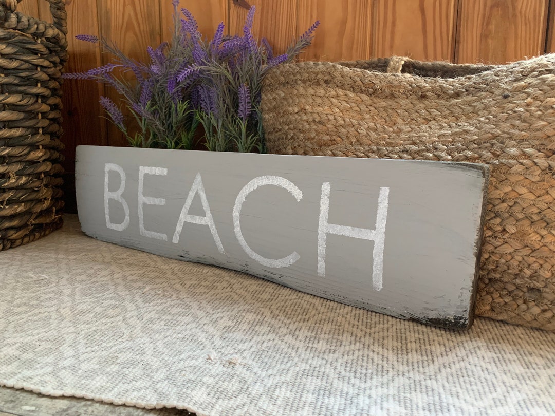Rustic Beach Sign on Barn Wood - One of a Kind - Handmade - Distressed ...