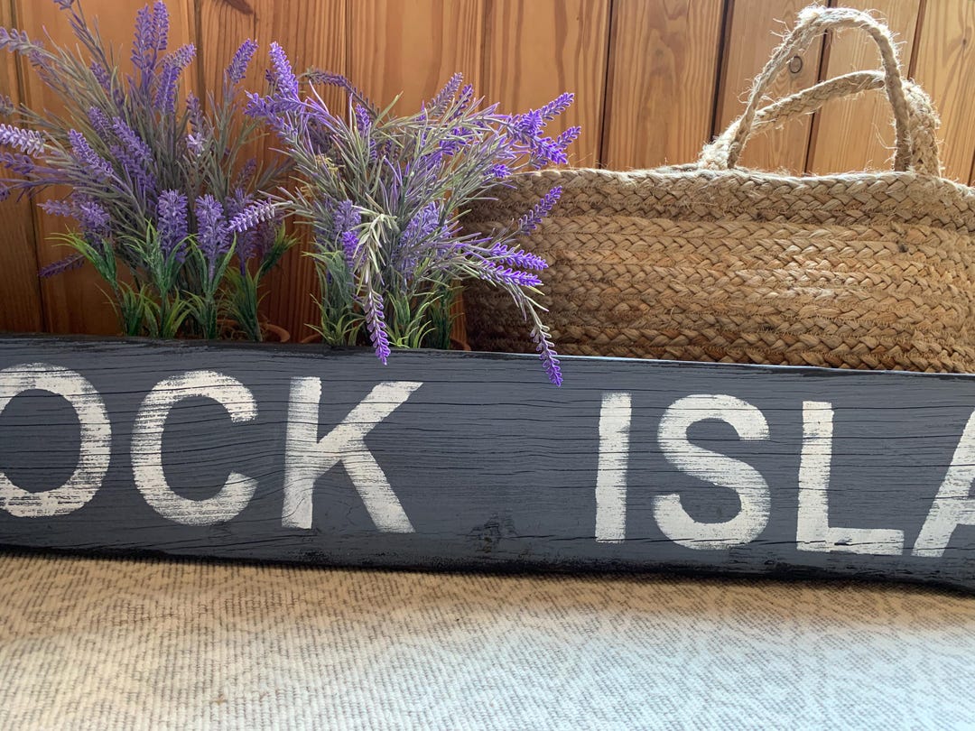 Large Block Island, Rhode Island Sign on Barn Wood Distressed Rustic ...