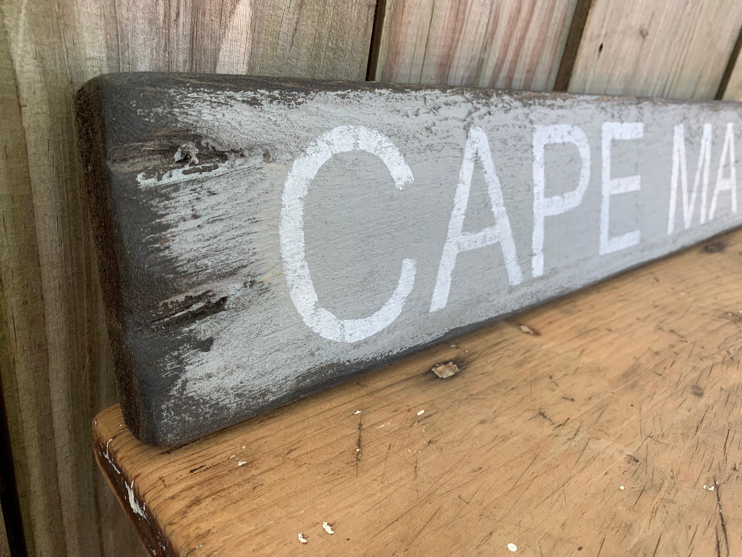 Cape May, NJ Sign on Barn Wood Unique Handmade Rustic Beach House Decor ...