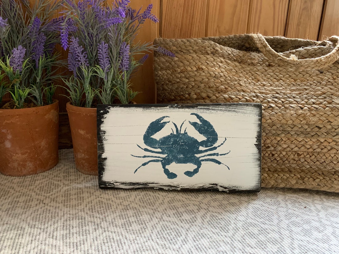 Rustic Crab Sign, Wall Art, Home Decor, Beach House Decor, Beach Decor ...