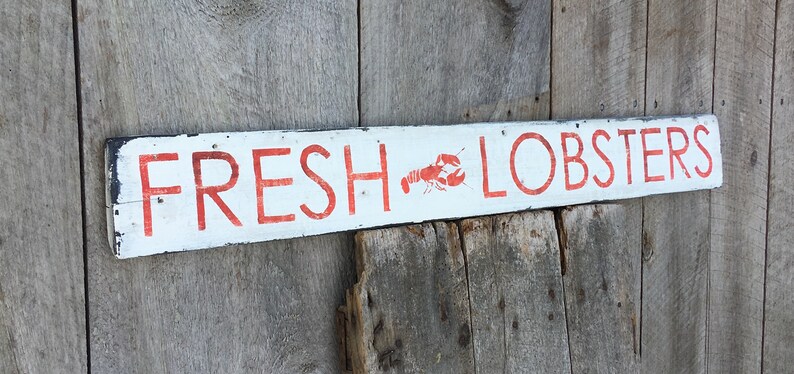 Vintage Fresh Lobster sign hand-painted unique one of a | Etsy