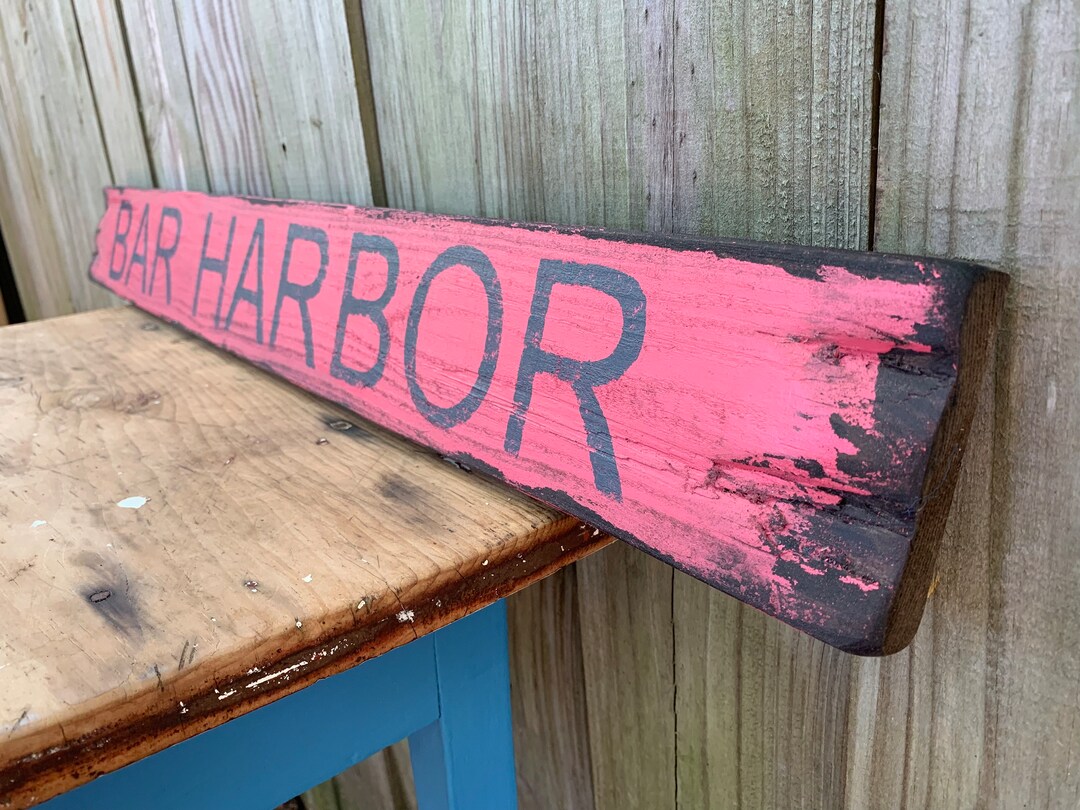 Bar Harbor Maine Sign Hand-painted Distressed Nautical Coastal Wooden ...